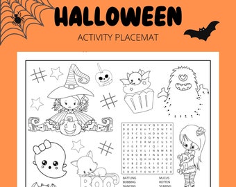Halloween Placemat - Coloring Placemat for Kids, Kids Placemat ...