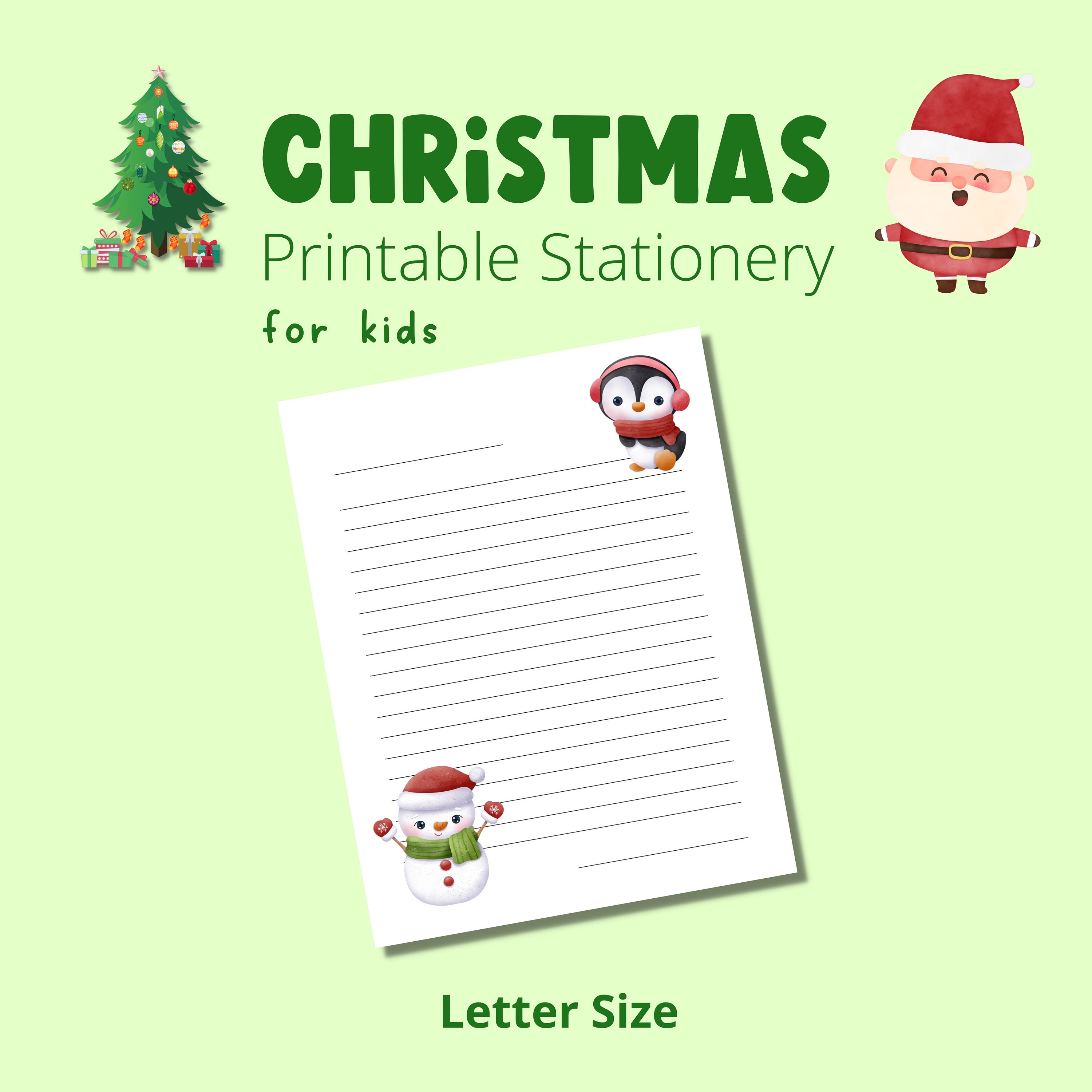 Christmas Stationery for Kids Printable Christmas Themed Paper for ...