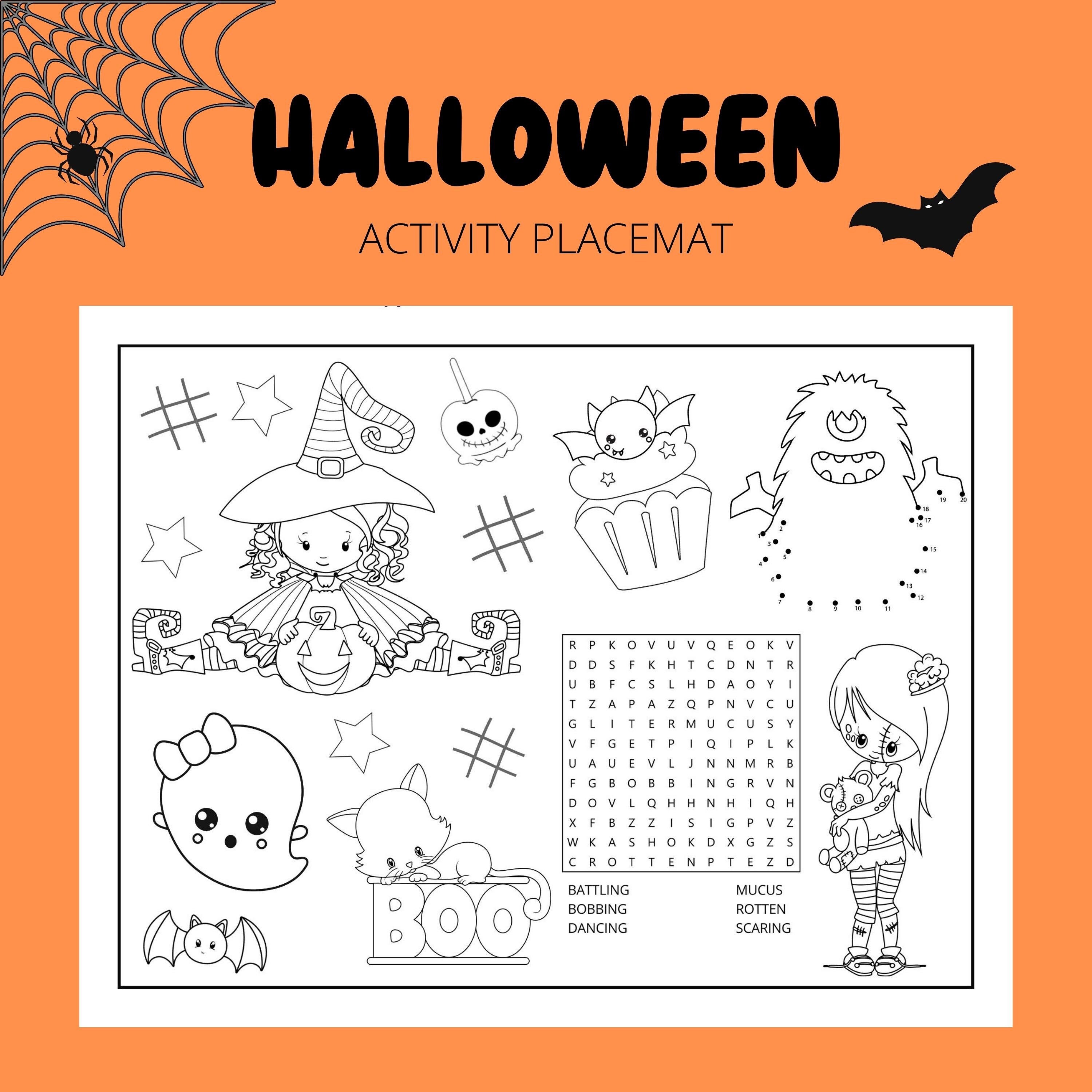 Halloween Placemat Coloring Placemat for Kids Kids - Etsy