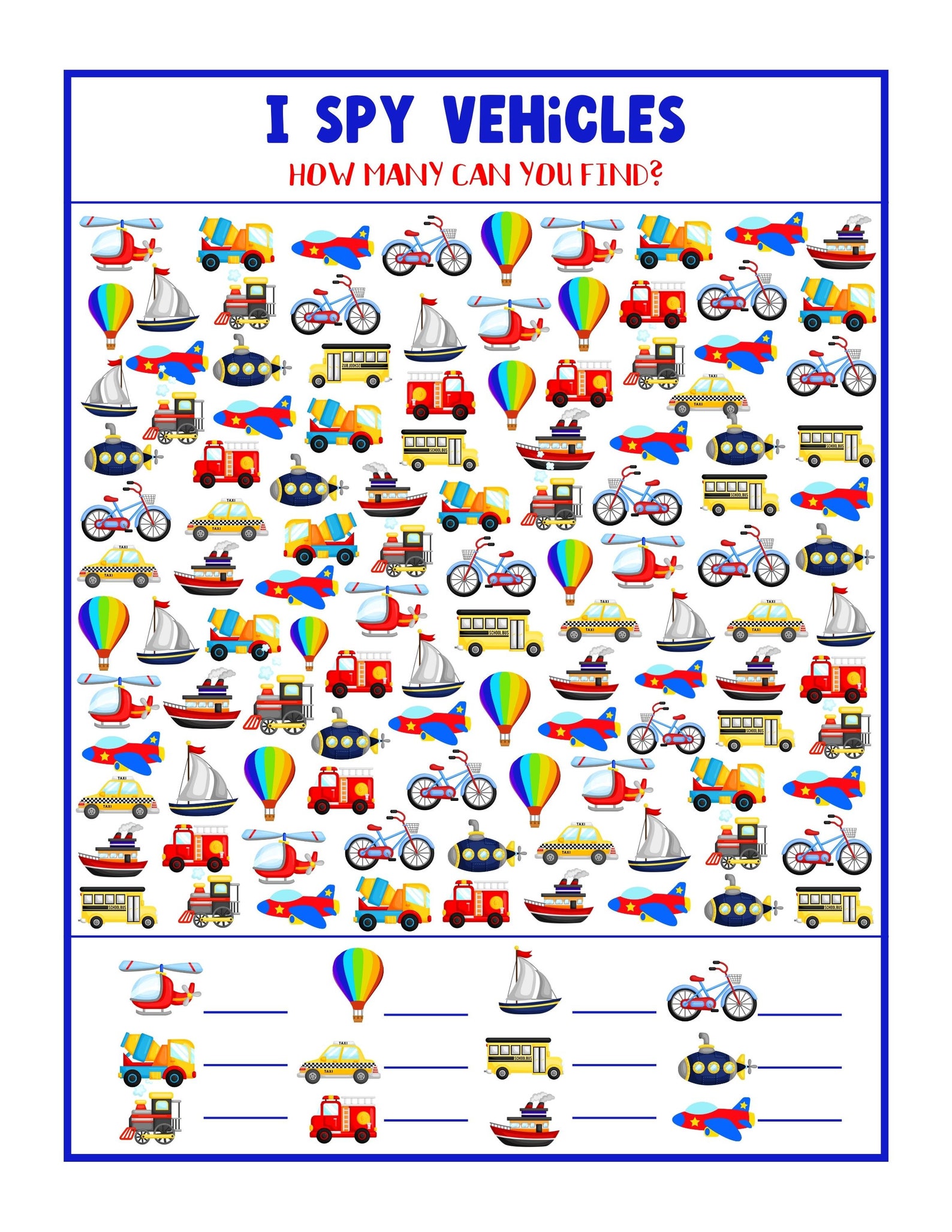 I Spy - Vehicles, Transportation, Game for Kids, Can You Find Them All ...