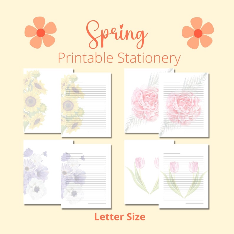 Printable Floral Stationery - Spring Writing Paper, Flowers, Decorative ...