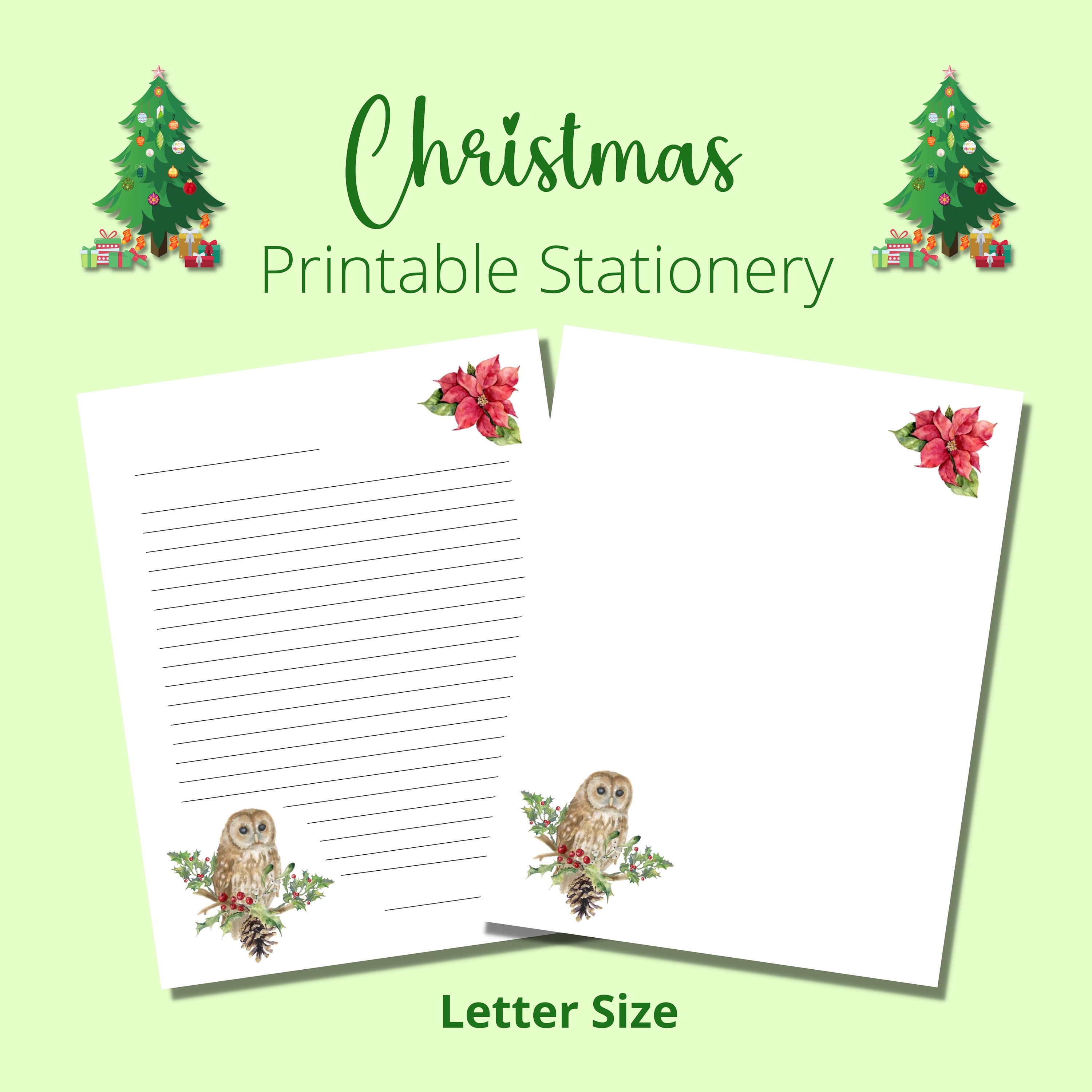 Christmas Stationery Printable Christmas Themed Paper for Writing, Note ...