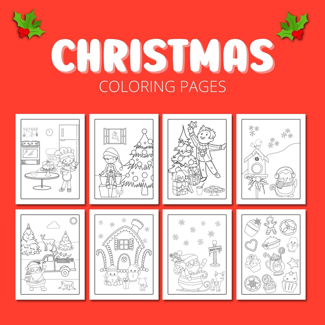 Christmas Coloring Pages, Coloring Sheets, Printable, Digital Download ...