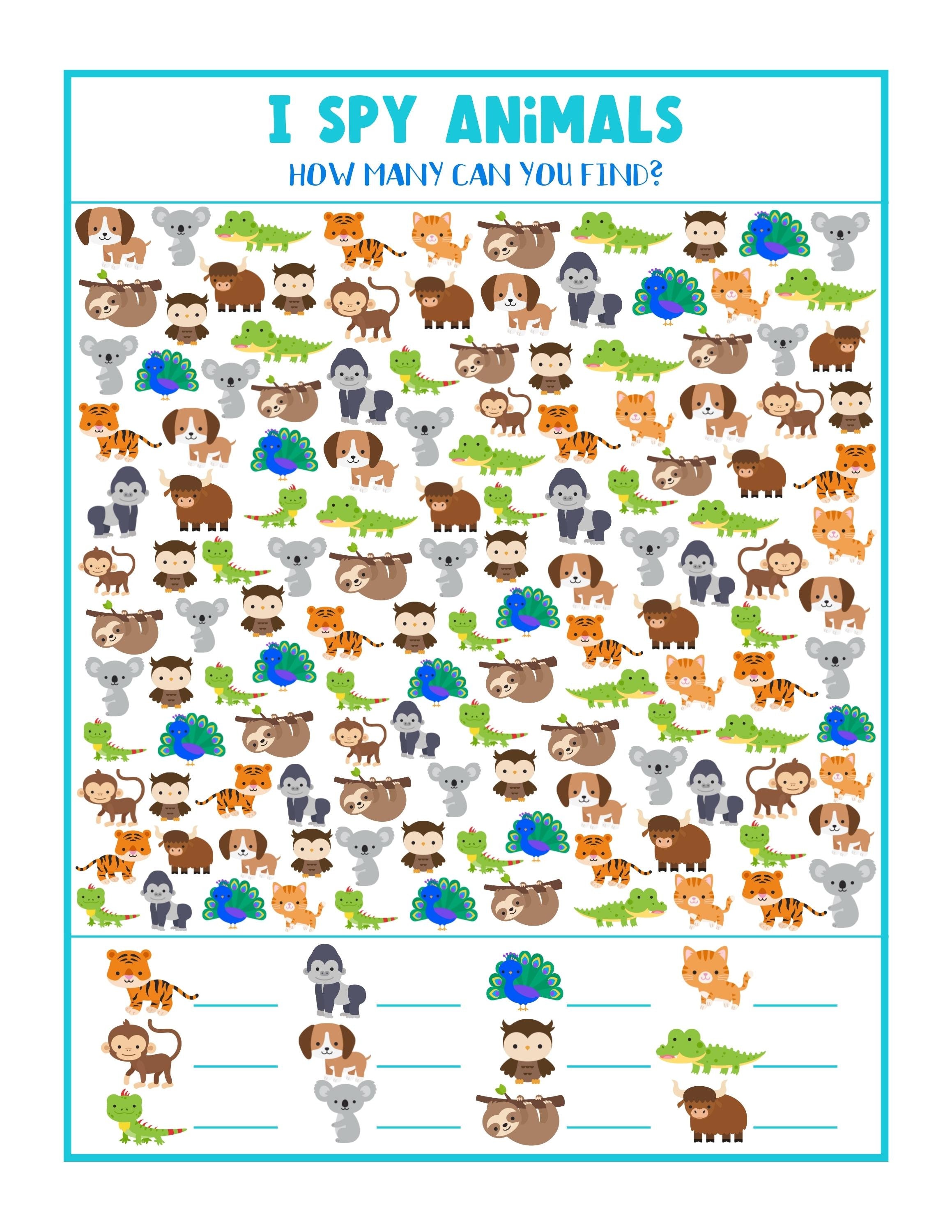 I Spy - Animals, Game for Kids, Can You Find Them All, Searching Game ...