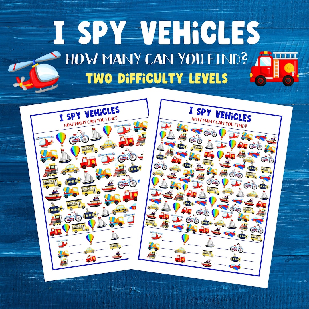 I Spy - Vehicles, Transportation, Game for Kids, Can You Find Them All ...