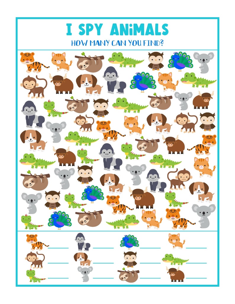 I Spy - Animals, Game for Kids, Can You Find Them All, Searching Game ...