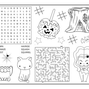 Halloween Placemat - Coloring Placemat for Kids, Kids Placemat ...