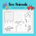 Sea Animals Activity Placemat - Coloring Placemat for Kids, Kids ...