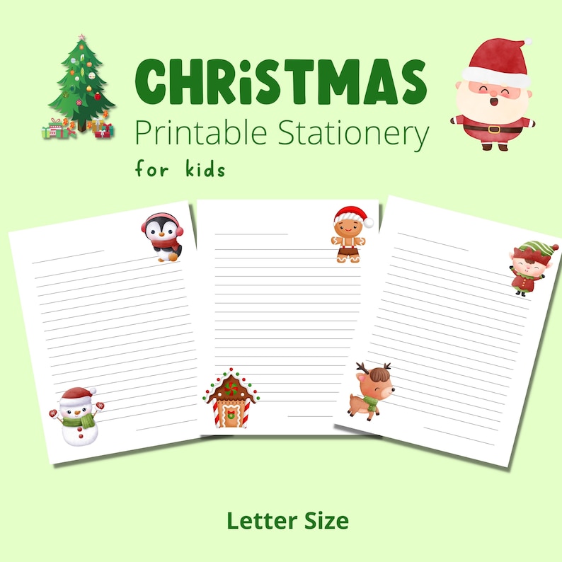 Christmas Stationery for Kids - Printable Christmas Themed Paper for ...