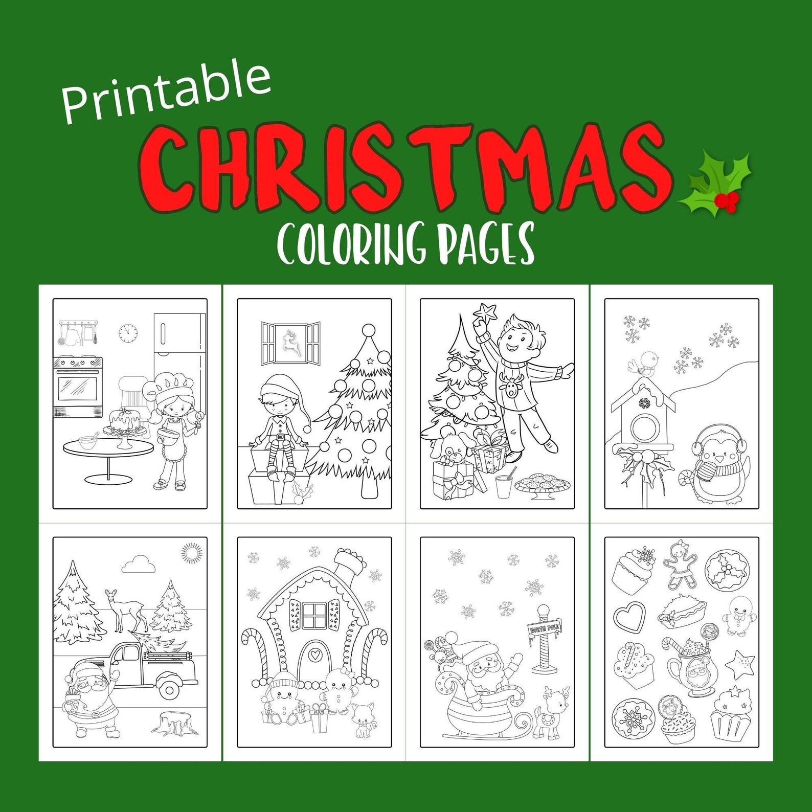 Christmas Coloring Pages Coloring Sheets Printable Digital - Etsy