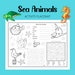 Sea Animals Activity Placemat - Coloring Placemat for Kids, Kids ...