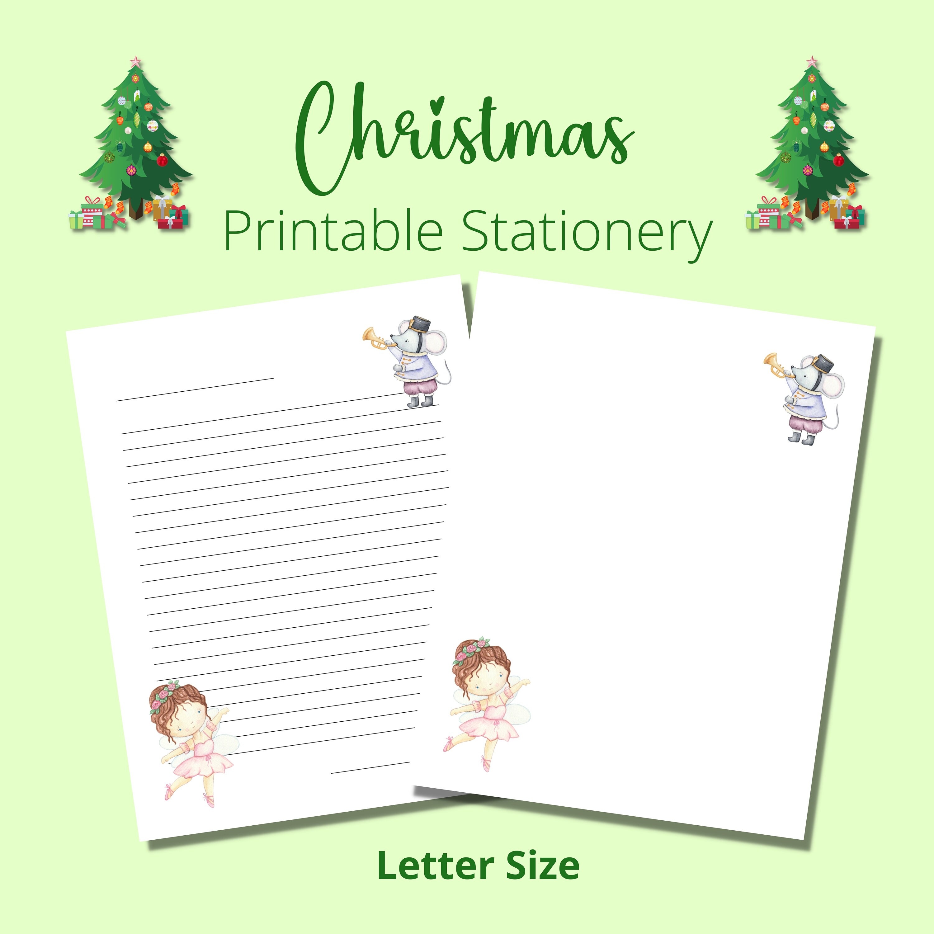 Christmas Stationery Printable Christmas Themed Paper for Writing, Note ...
