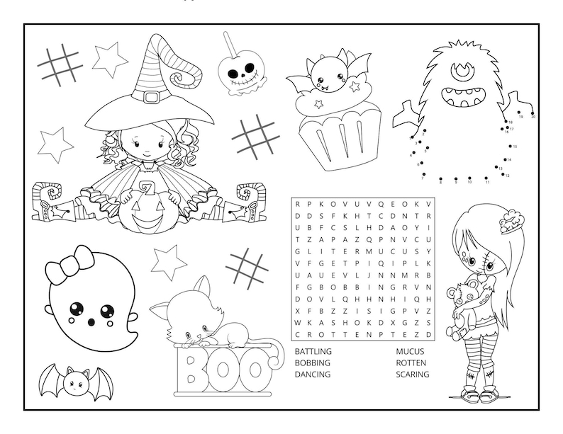 Halloween Placemat Coloring Placemat for Kids Kids - Etsy