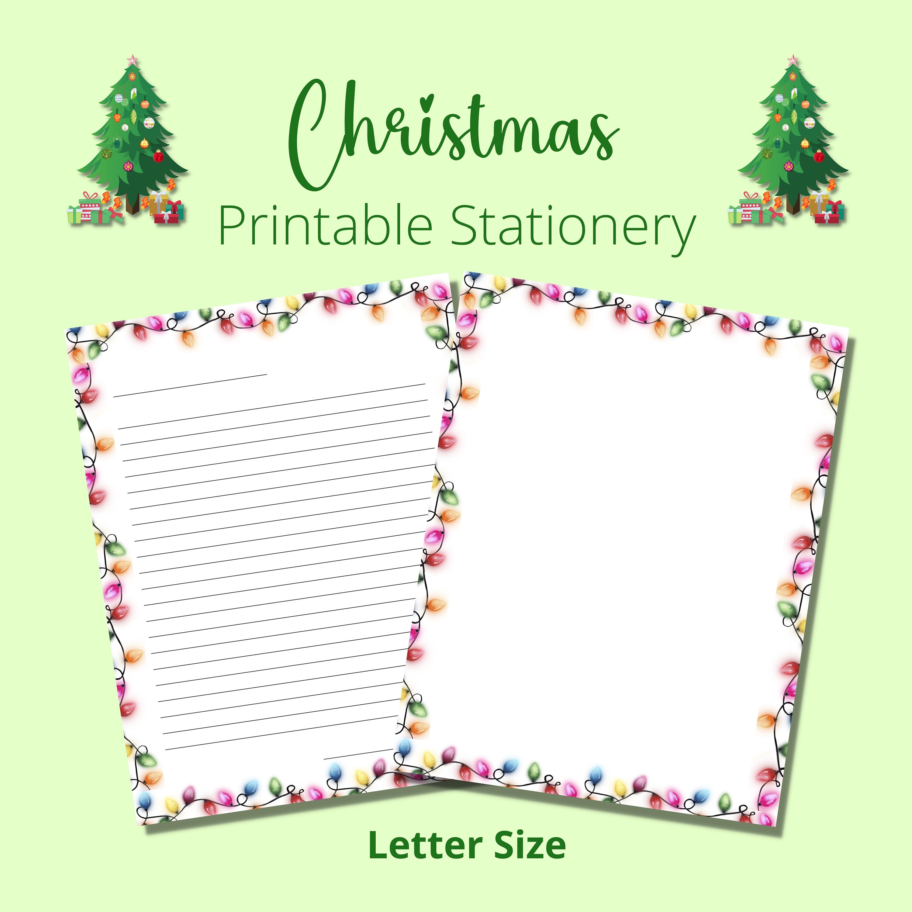 Christmas Stationery Printable Christmas Themed Paper for Writing, Note ...