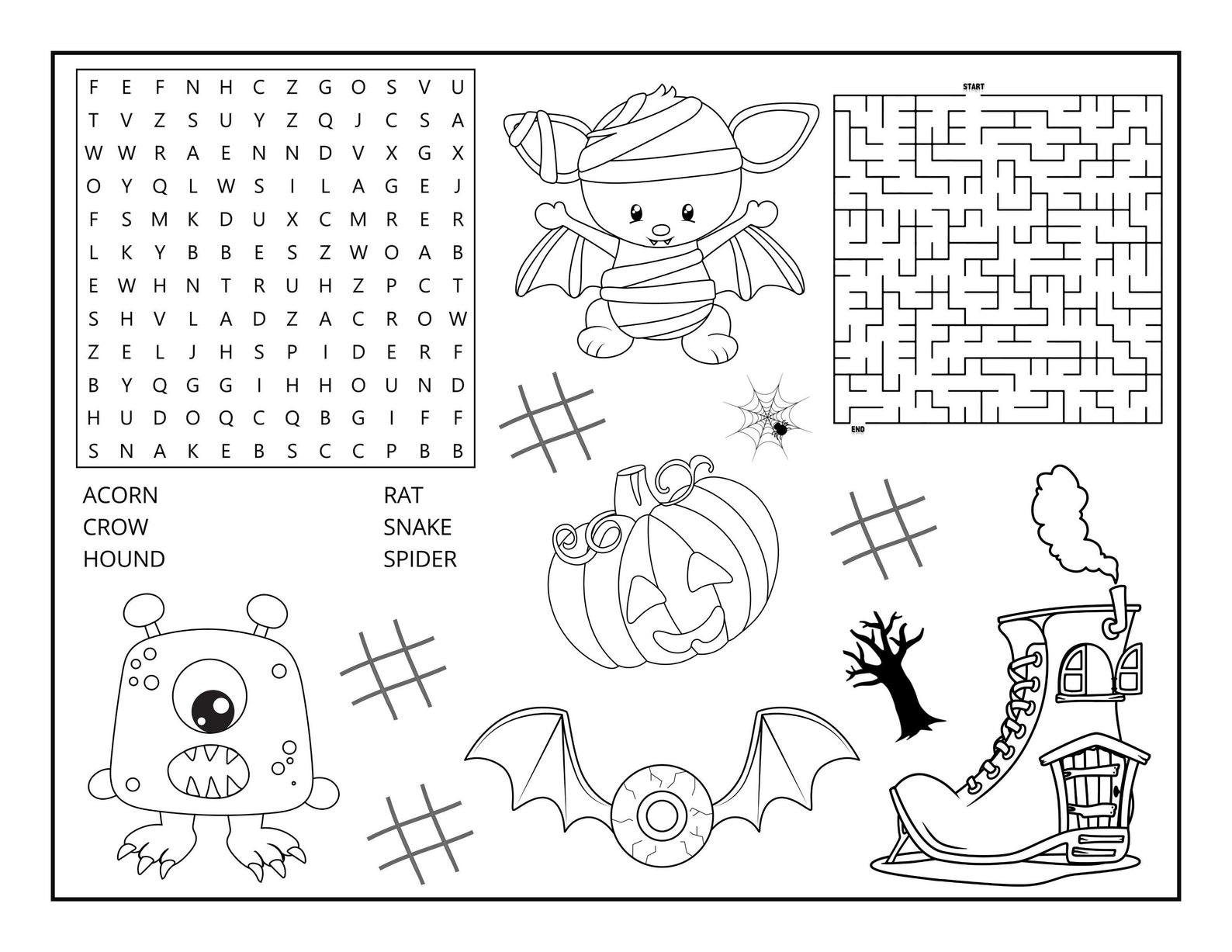 Halloween Placemat - Coloring Placemat for Kids, Kids Placemat ...