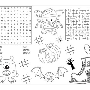 Halloween Placemat - Coloring Placemat for Kids, Kids Placemat ...