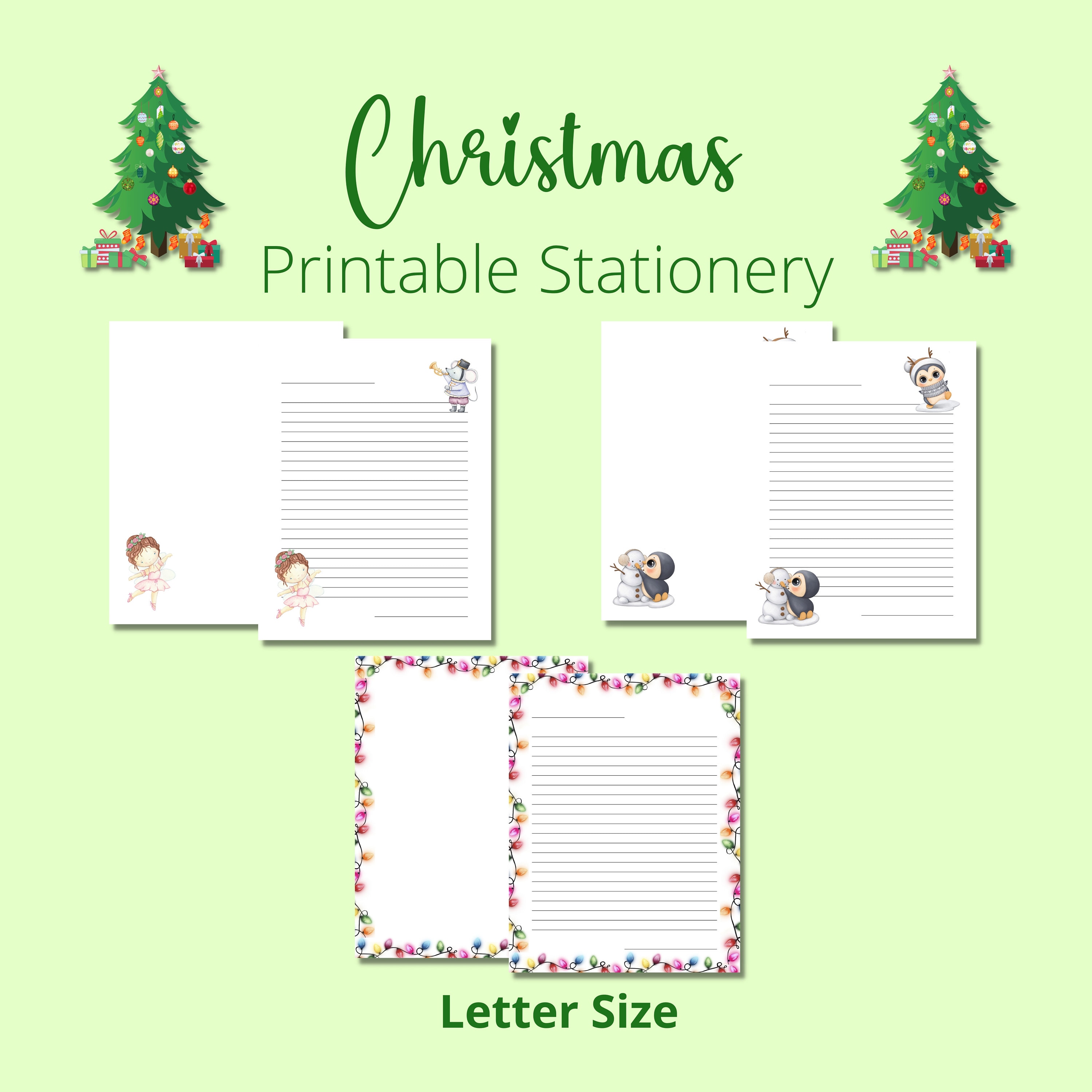 Christmas Stationery Printable Christmas Themed Paper for Writing, Note ...