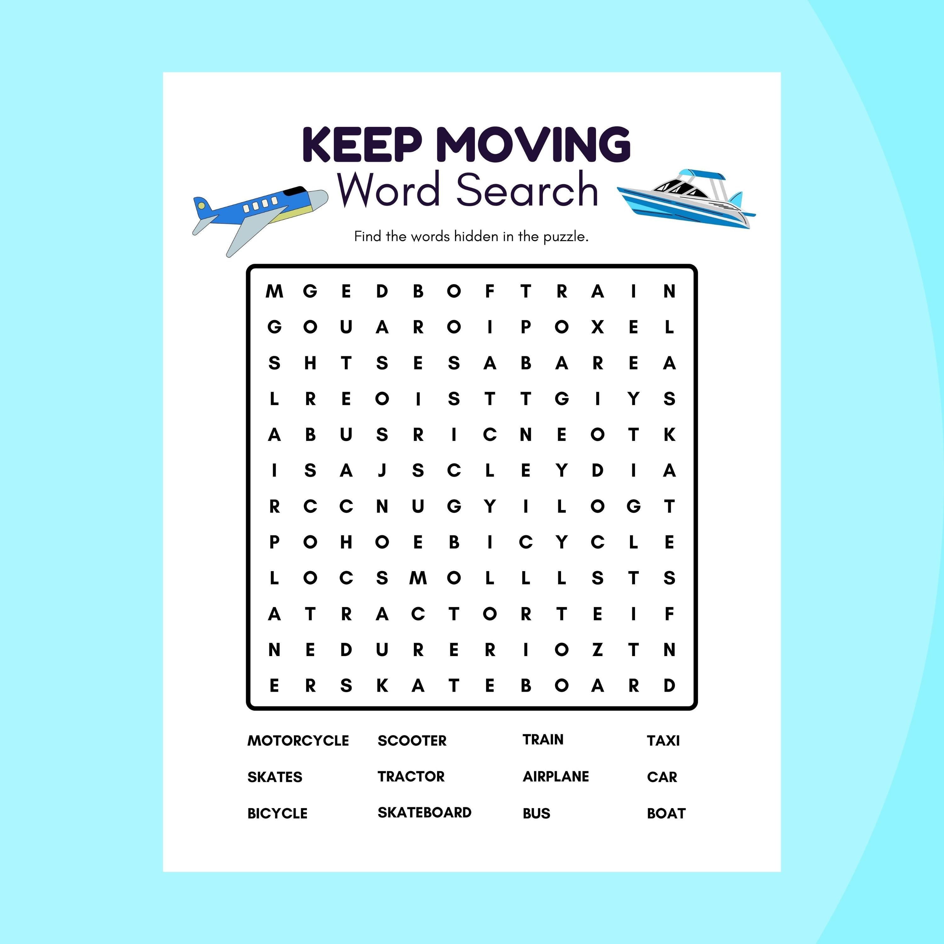 Word Search Puzzles, Activity for Kids, Dinosaur, Animals, Keep Moving ...