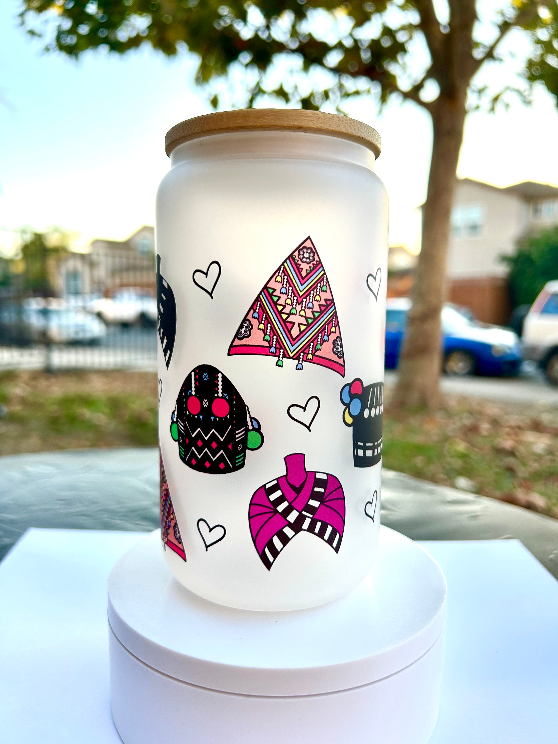 Hmong Hat Frosted Glass Can Tumbler/cup - 16oz - Etsy