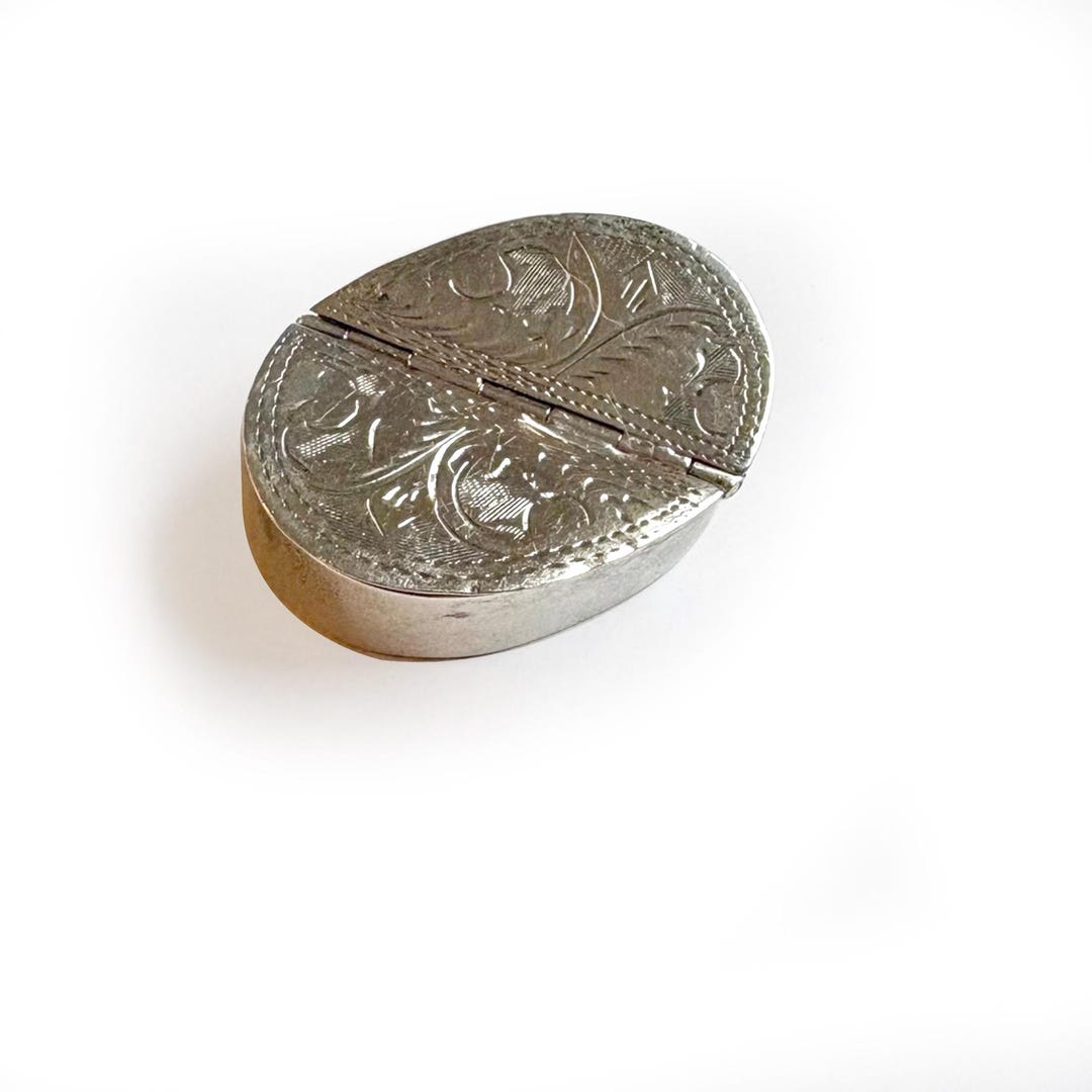 Antique Sterling Silver Oval Double Sided Pill Box - Etsy