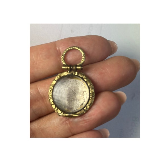 Small Antique Round Gold Filled Portrait Locket - Gem