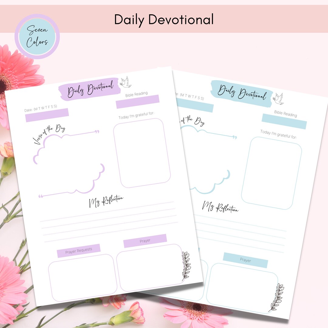 Daily Devotional | Prayer Sheet | Bible Study | Devotional Journal - Etsy
