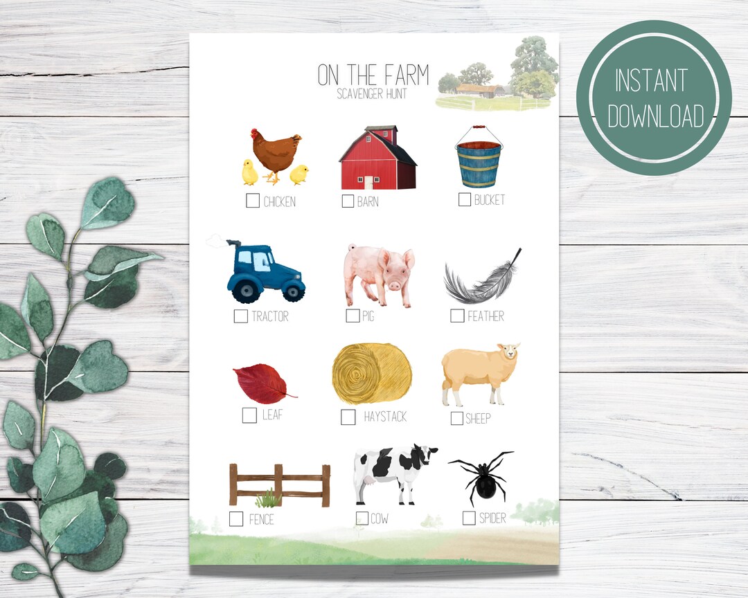 Farm Scavenger Hunt for Kids Kids Activity Outdoor Game - Etsy