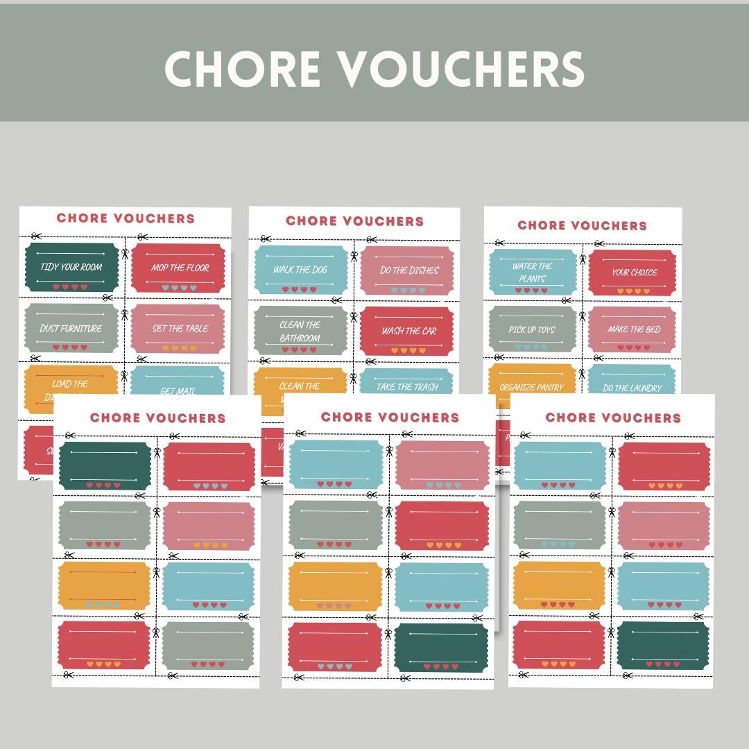 Kids Chore Coupons: Printable Chore Chart (digital Download) - Etsy