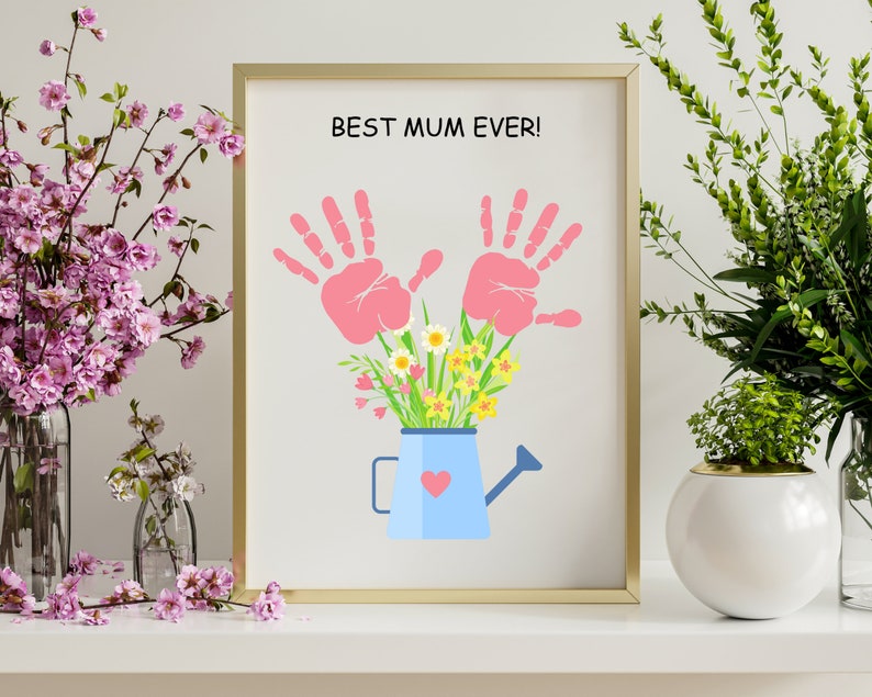 Handprint Art Mother's Day Flower Handprint DIY Craft for Mothers Day ...