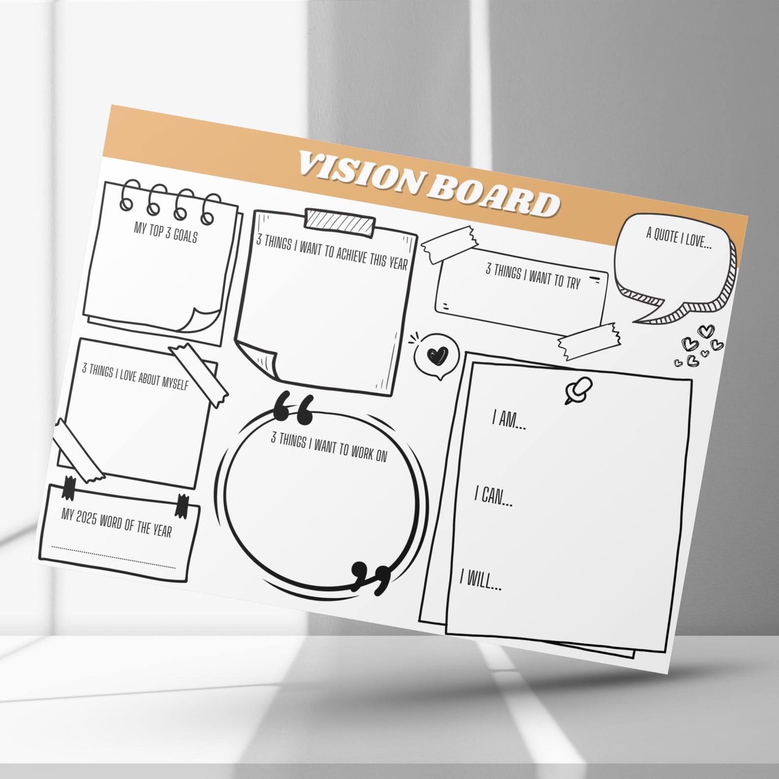 Vision Board | Printable 2025 Vision Board Template | Goal Setting ...