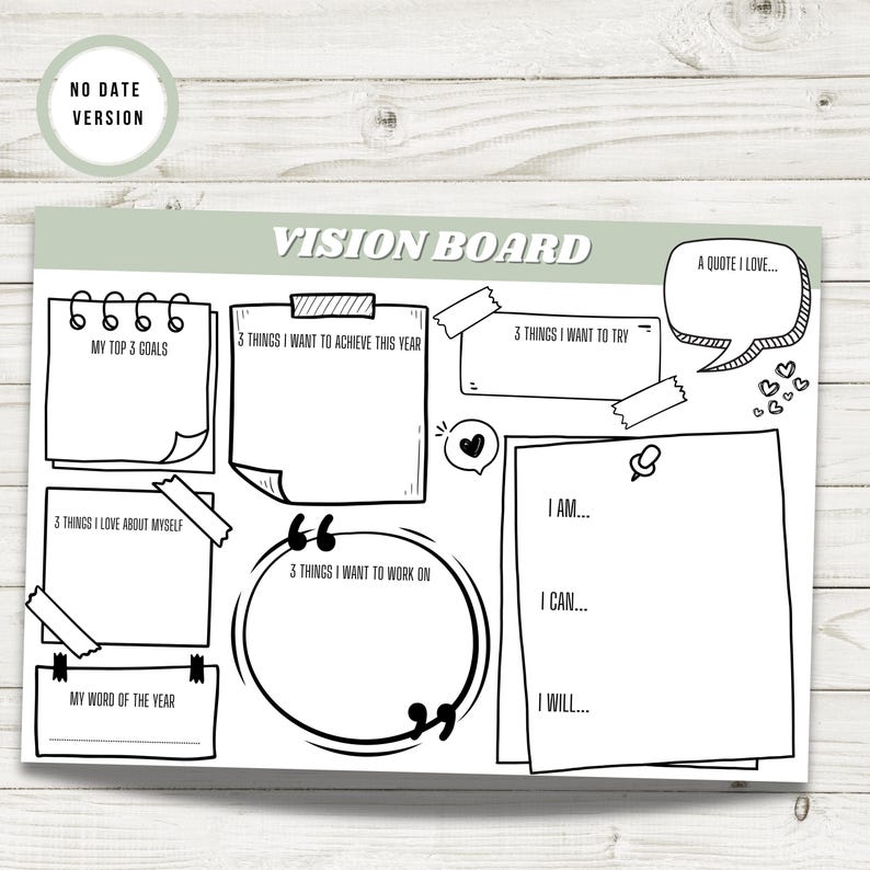 2026 Vision Board Template | Goal Setting Chart (printable) - Etsy