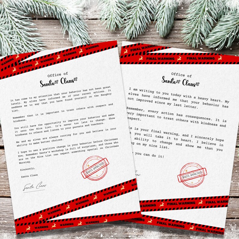 Editable Santa Warning Letter | Naughty List Notice (digital) - Etsy
