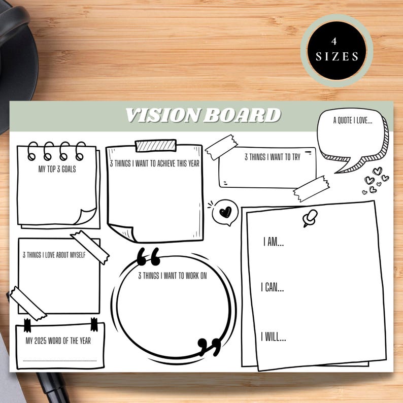 Vision Board | Printable 2026 Vision Board Template | Goal Setting ...