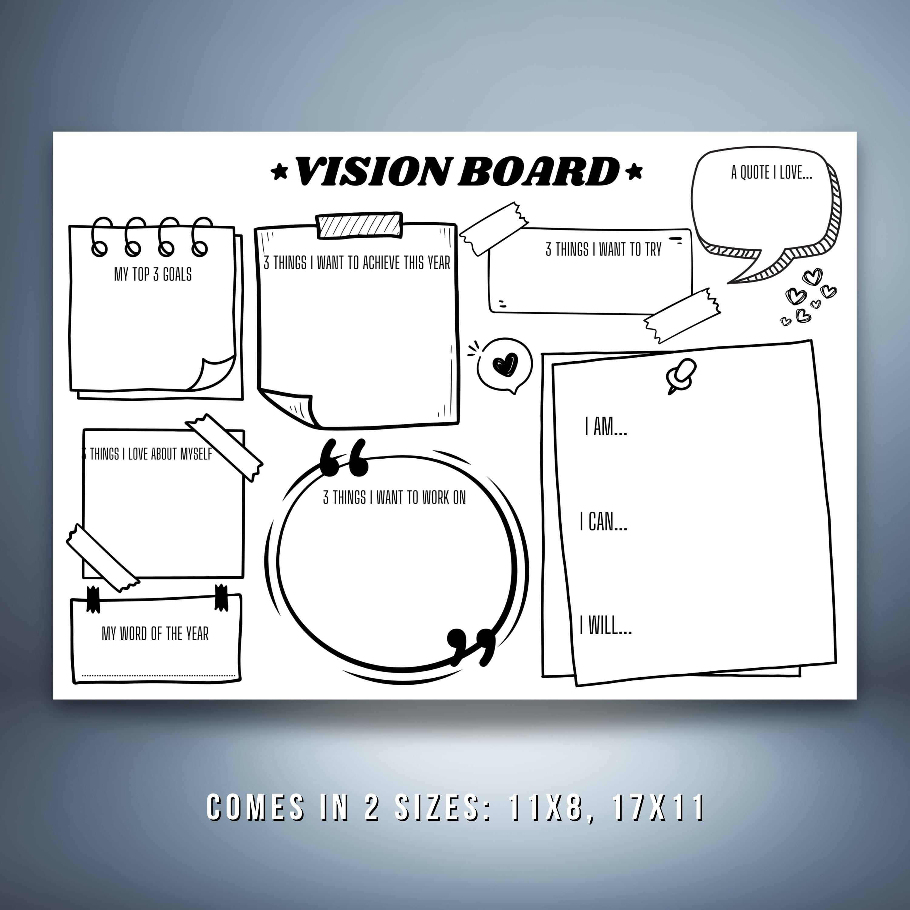 Printable 2026 Vision Board Template: Goal Setting, Self-reflection ...