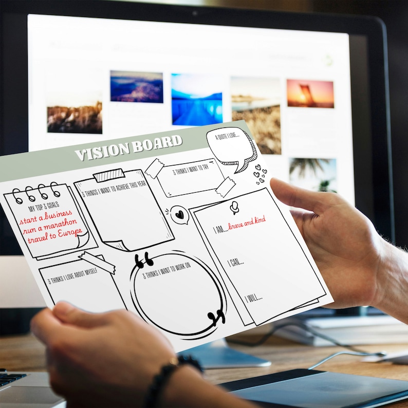 Vision Board | Printable 2026 Vision Board Template | Goal Setting ...