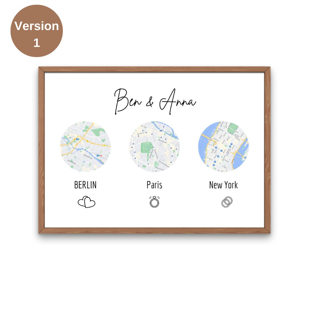 Met Engaged Married Map | Our Love Story | Engagement Map Print ...