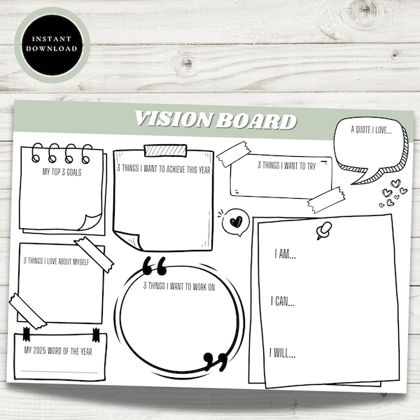 Vision Board Template - Etsy