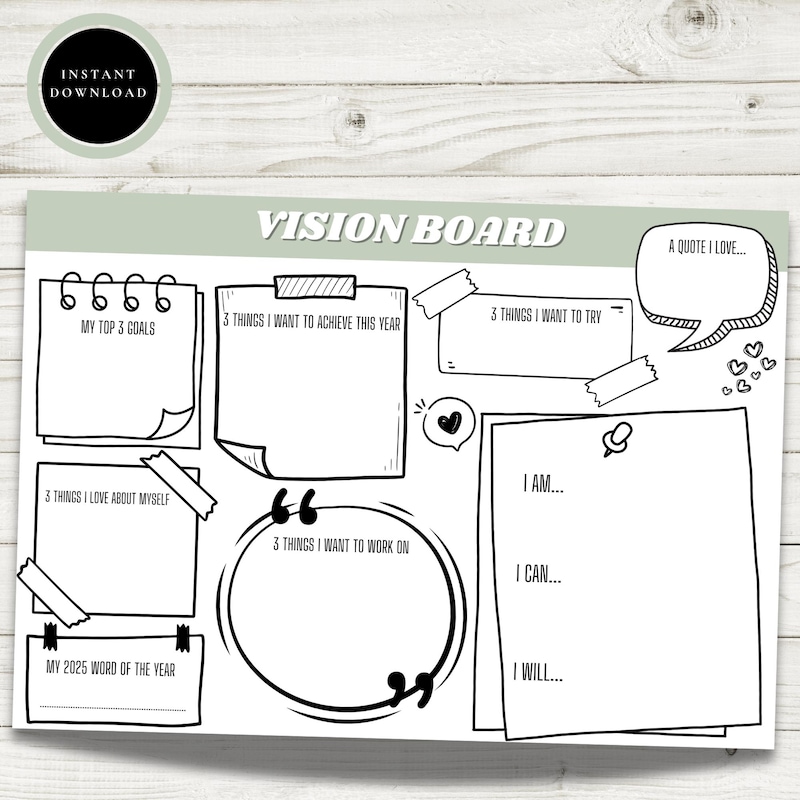 Vision Board Template - Etsy