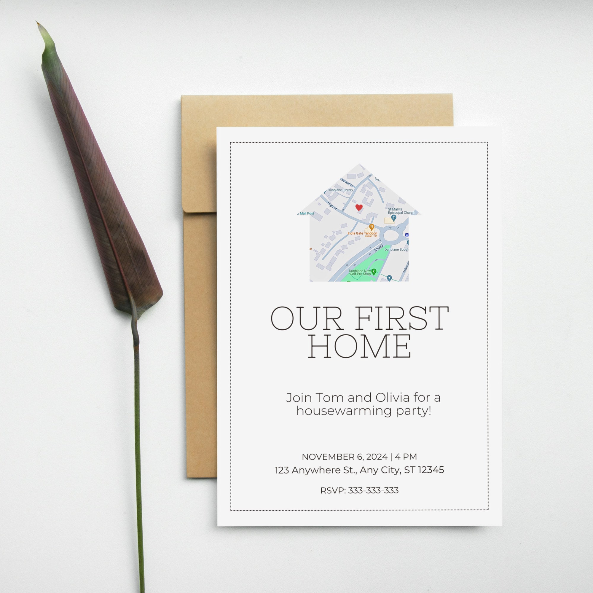 Housewarming Invitation First Home Map Housewarming Party Announcement ...
