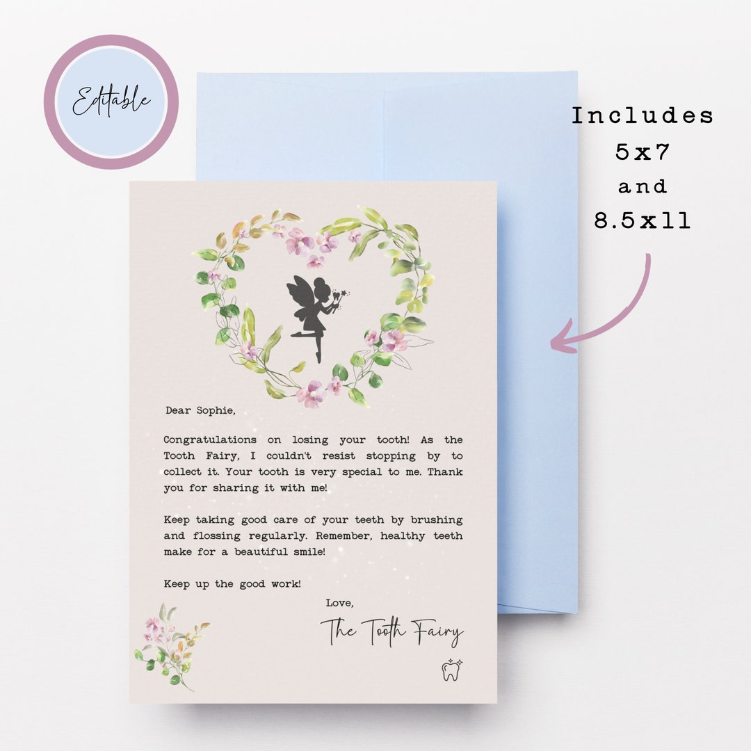 Editable Tooth Fairy Letter | Letter From the Tooth Fairy | My First ...