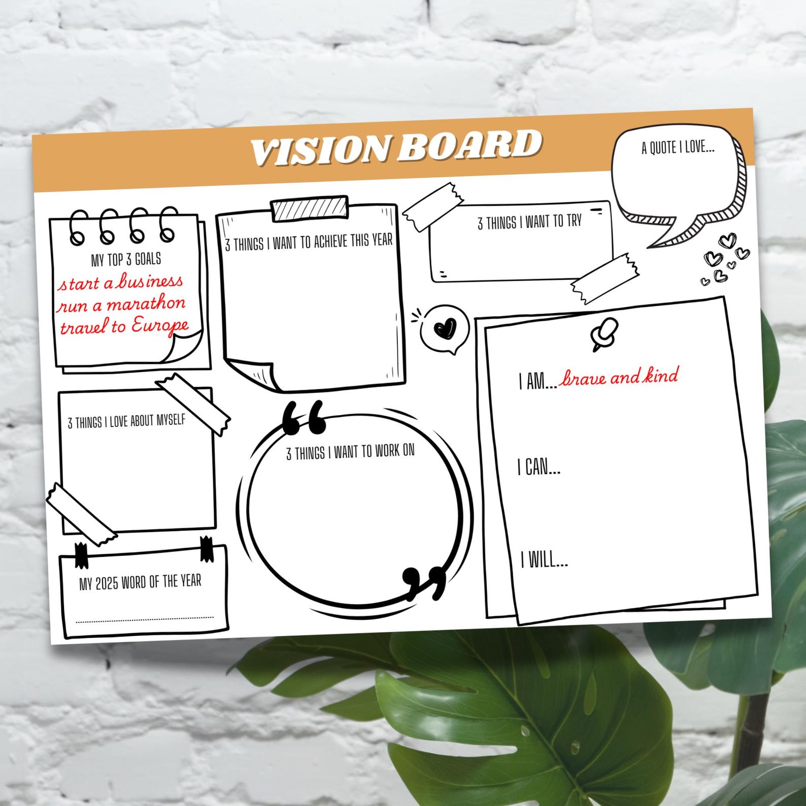 Vision Board | Printable 2025 Vision Board Template | Goal Setting ...
