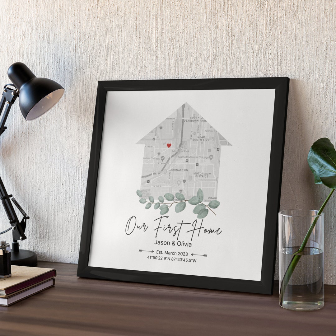 First Home Wall Art, First Home Map Gift, Our First Home Map, Our First ...