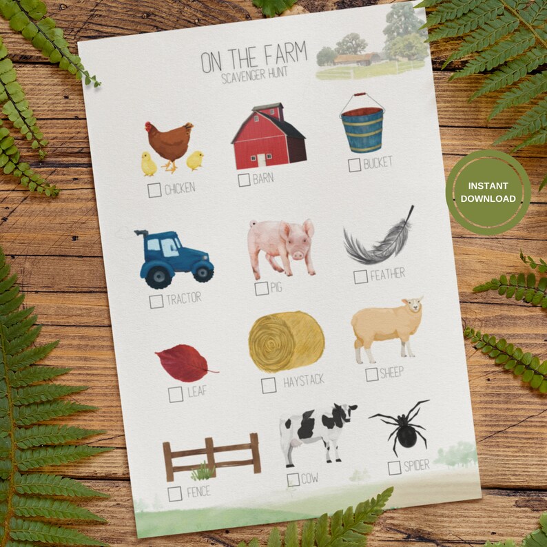 Farm Scavenger Hunt for Kids | Kids Activity | Outdoor Game - Etsy