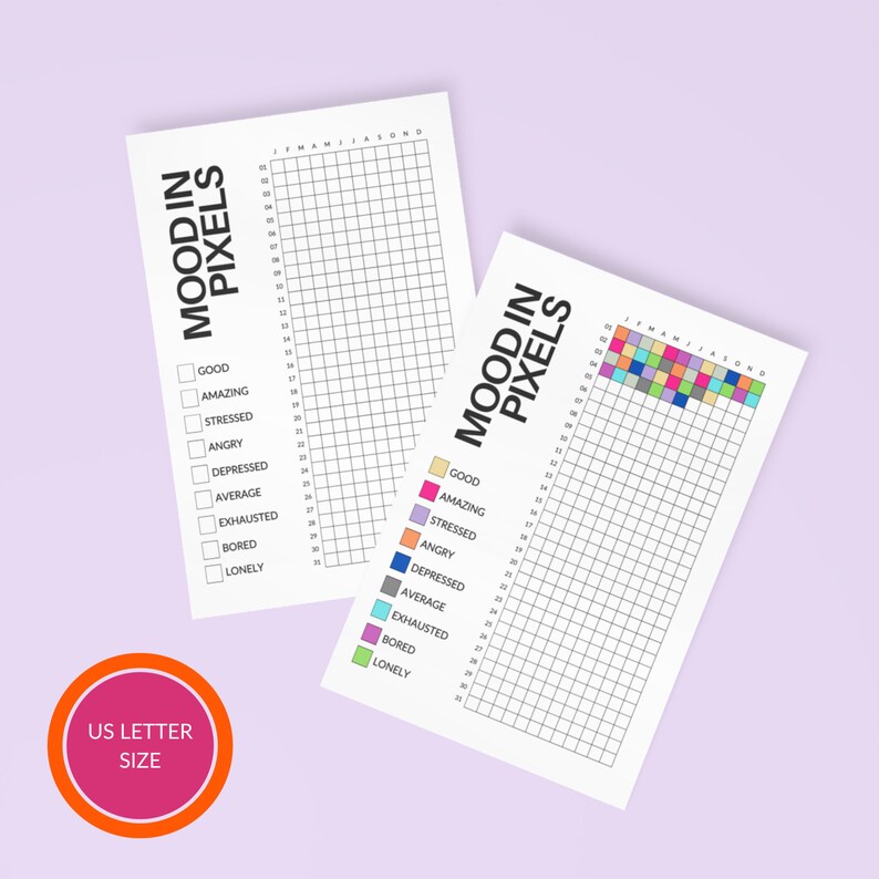 Mood Tracker | Mood in Pixels | Printable Tracker | Daily Tracker | - Etsy