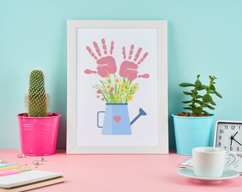 Handprint Art Craft for Kids, DIY Hand Print Template Baby Keepsake ...