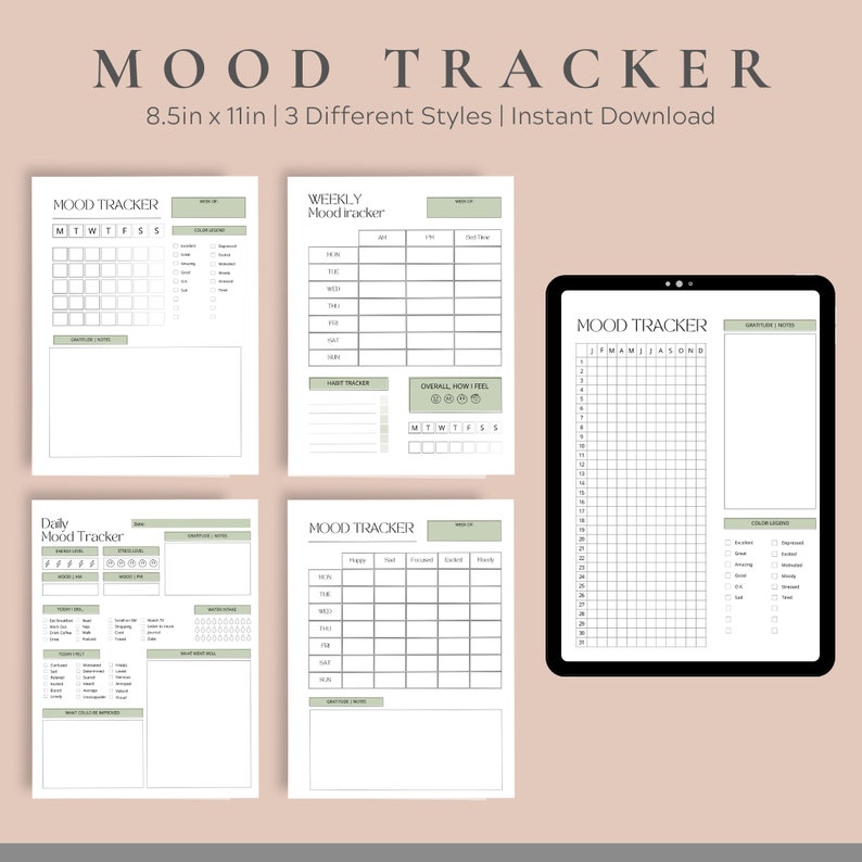 Mood Tracker Mood in Pixels Printable Tracker Daily Tracker - Etsy