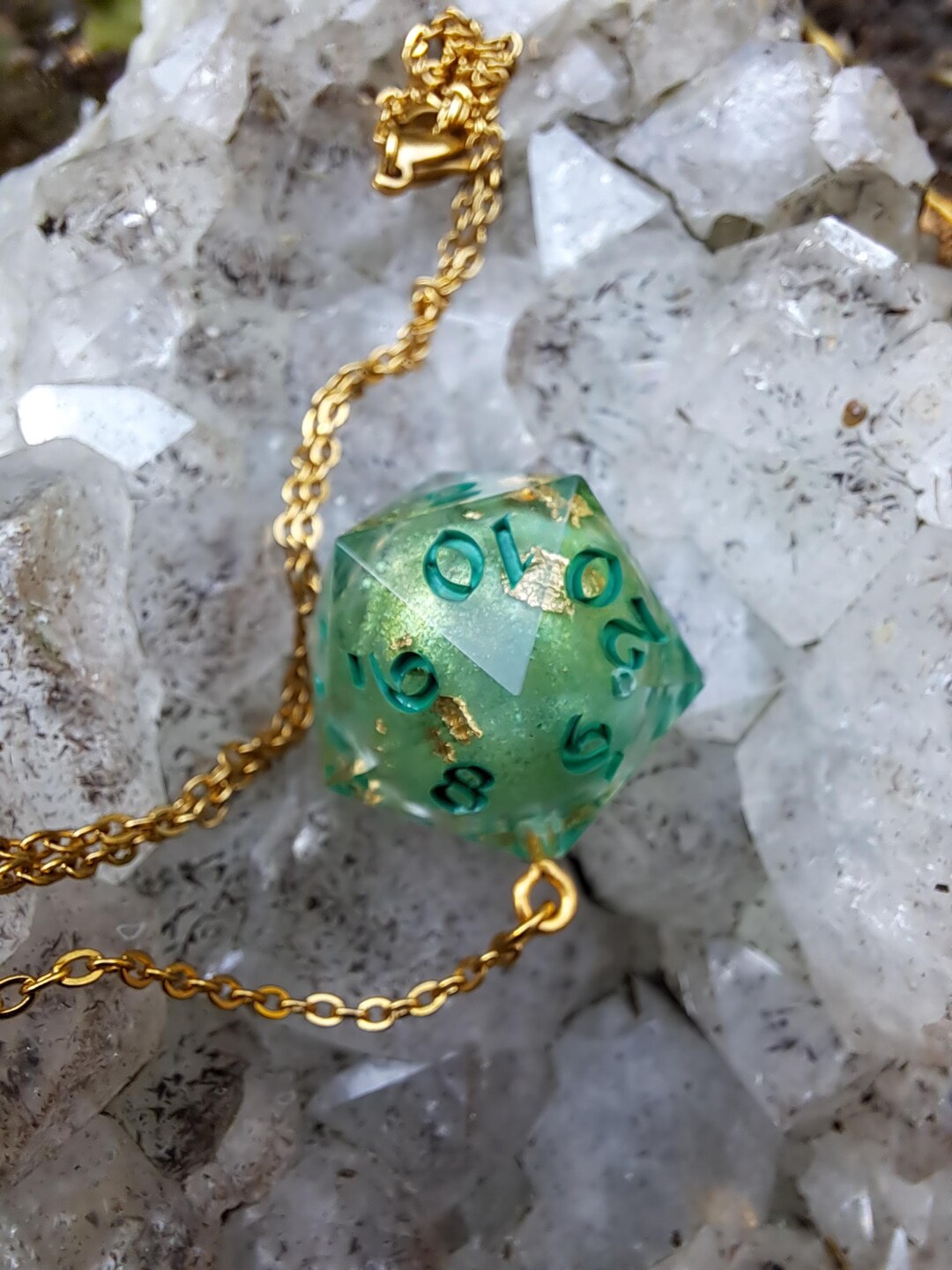 Jade Empress D20 Liquid Core Necklace, Dice Jewelry, Dnd Jewelry, Ttrpg ...
