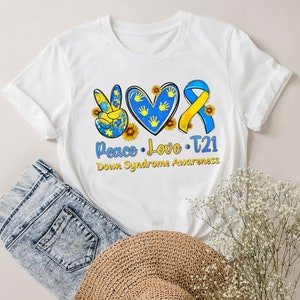 Peace Love T21 Shirt, Down Syndrome Awarenss Shirt, Trisomy 21 Shirt, Extra Chromosome Shirt - Etsy