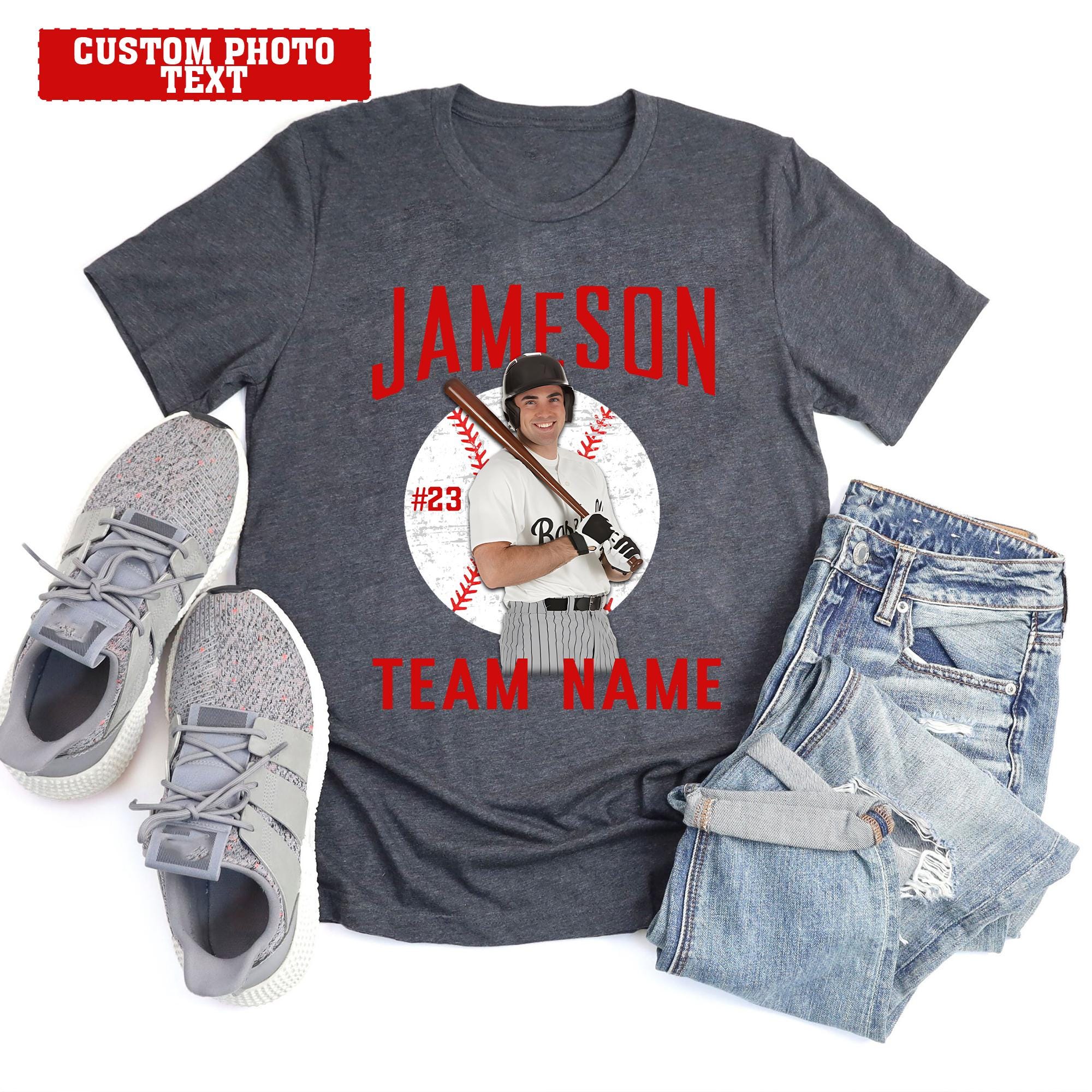 Personalized Baseball Photo Shirt, Custom Baseball Player With Picture ...