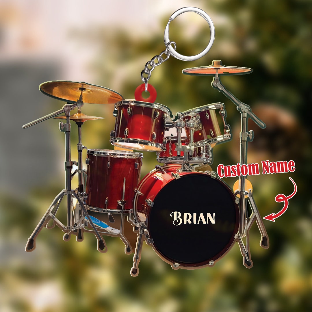 Personalized Drummer Christmas Flat Keychain, Drum Keychain, Drummer ...